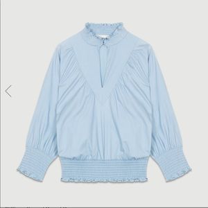 Maje | Tops | Maje Smocked Cotton Poplin Blouse Size 34 | Poshmark